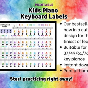 Kids Piano Keyboard Labels - Piano Stickers for Beginners - Print, Cut ...