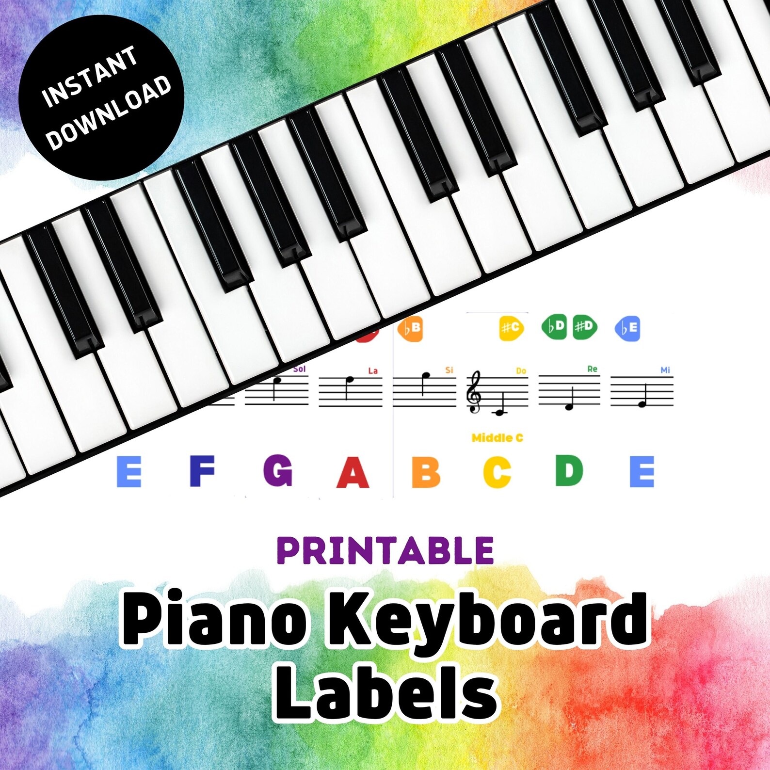 Piano Keyboard Labels - Piano Stickers for Beginners - Print, Cut and ...