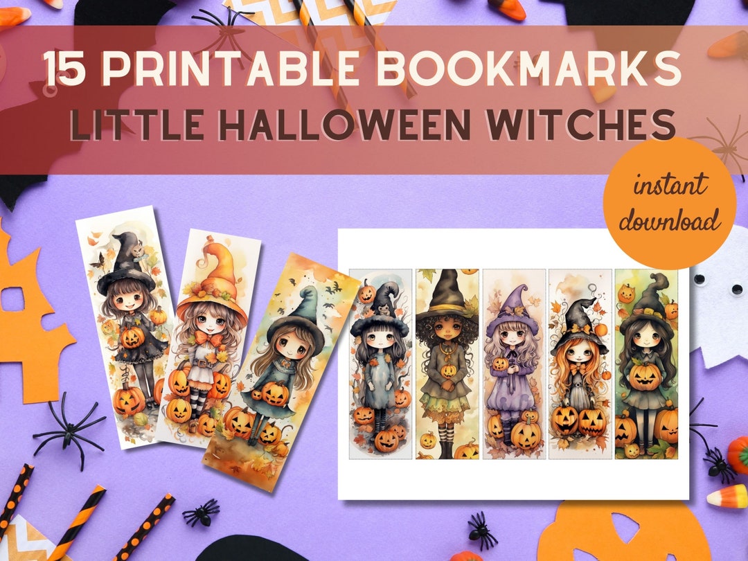 Little Witches Halloween Bookmarks 15 Unique Designs Kids - Etsy