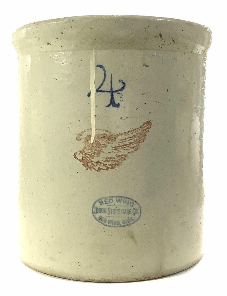 Antique 4 Gallon Red Wing Union Stoneware Minnesota Large Crock Pottery ...