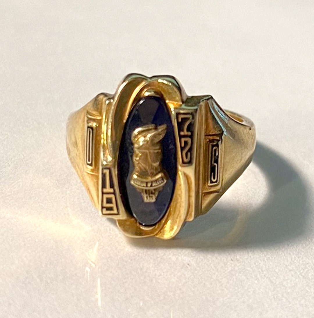 Vintage Josten 10k Yellow Gold 1972 High School Class Ring Dark Stone ...