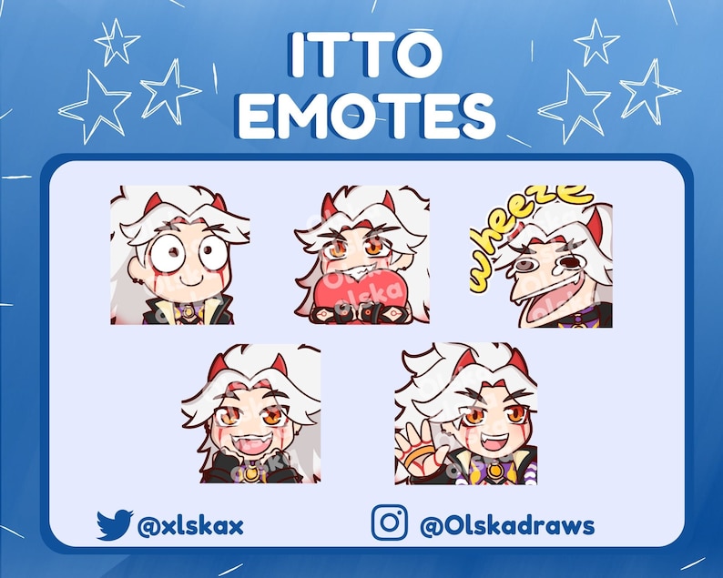 Arataki Itto Emotes; Derpy, Heart, Laughing, Hype, Wave / Genshin ...