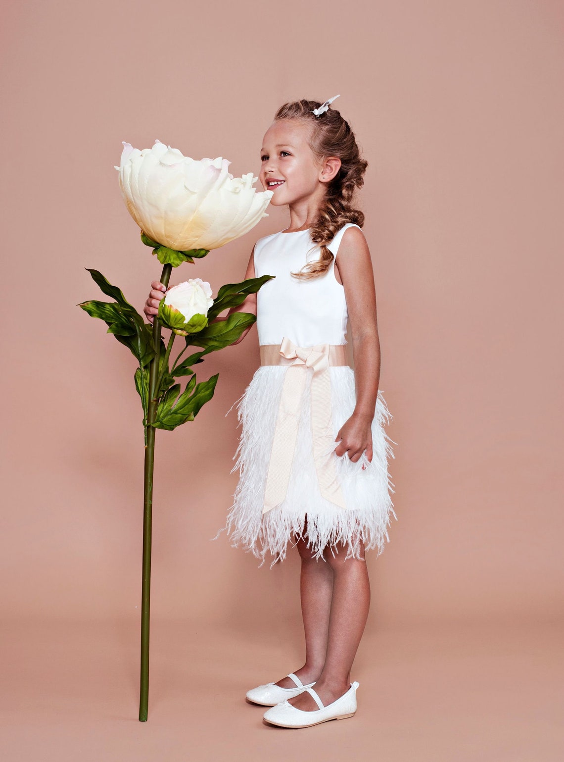 Feather Dress for Girls Ivory Feather Dress Kids - Etsy