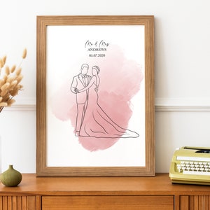 Custom Line Drawing, Personalised Gift, Custom Couple Portrait, Custom ...