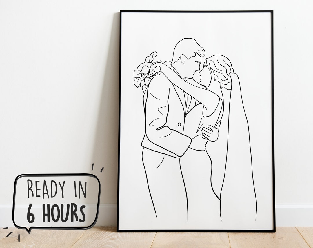 Personalized Drawing, Custom One Line Drawing , One Line Portrait ...