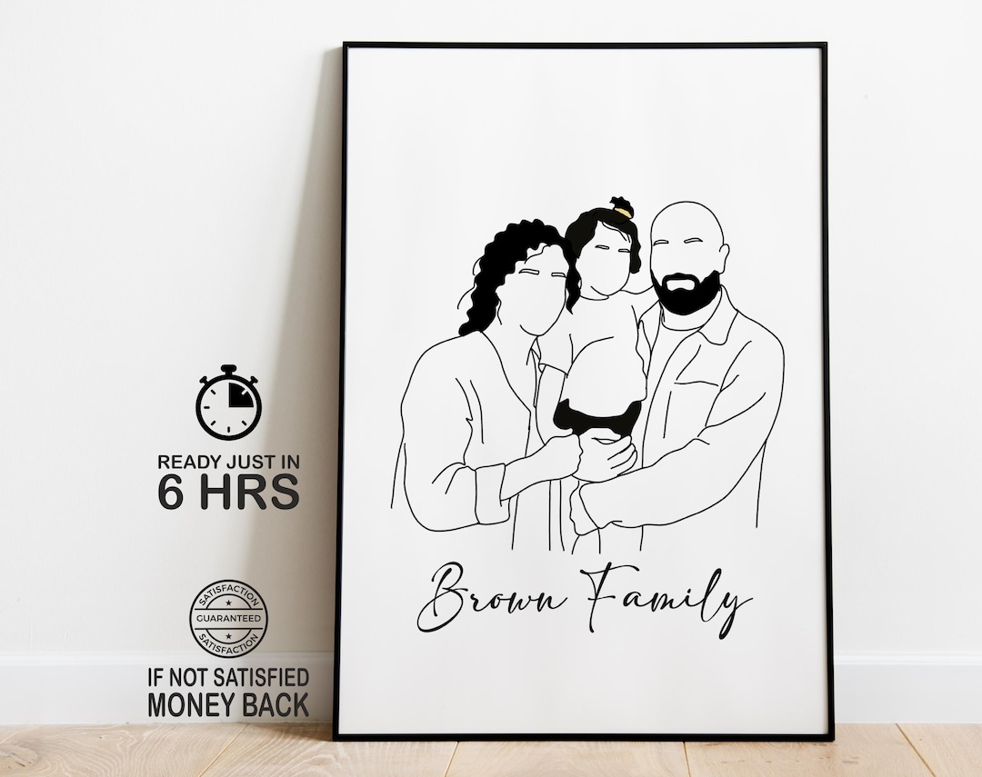 Custom Family Portrait, Family Line Drawing From Photo, Personalized ...