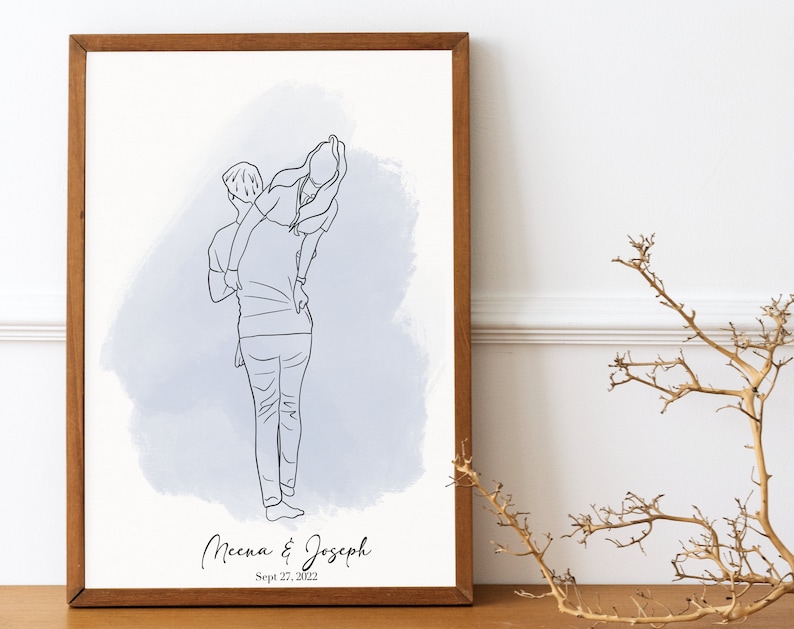 Custom Line Drawing First Anniversary Gift Portrait From - Etsy