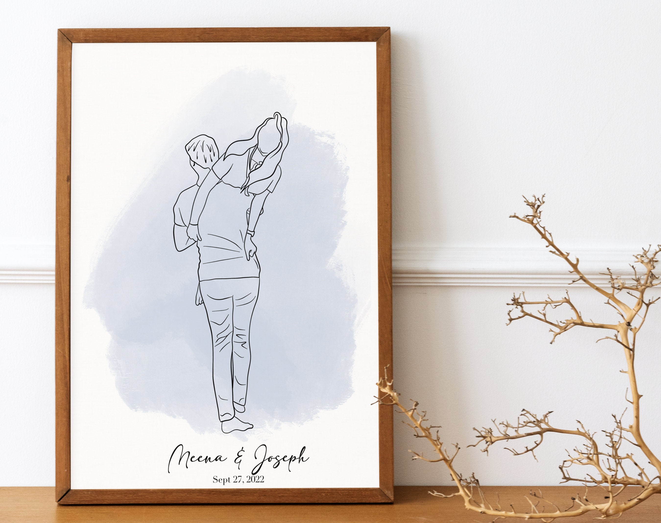Custom Line Drawing First Anniversary Gift Portrait From - Etsy UK
