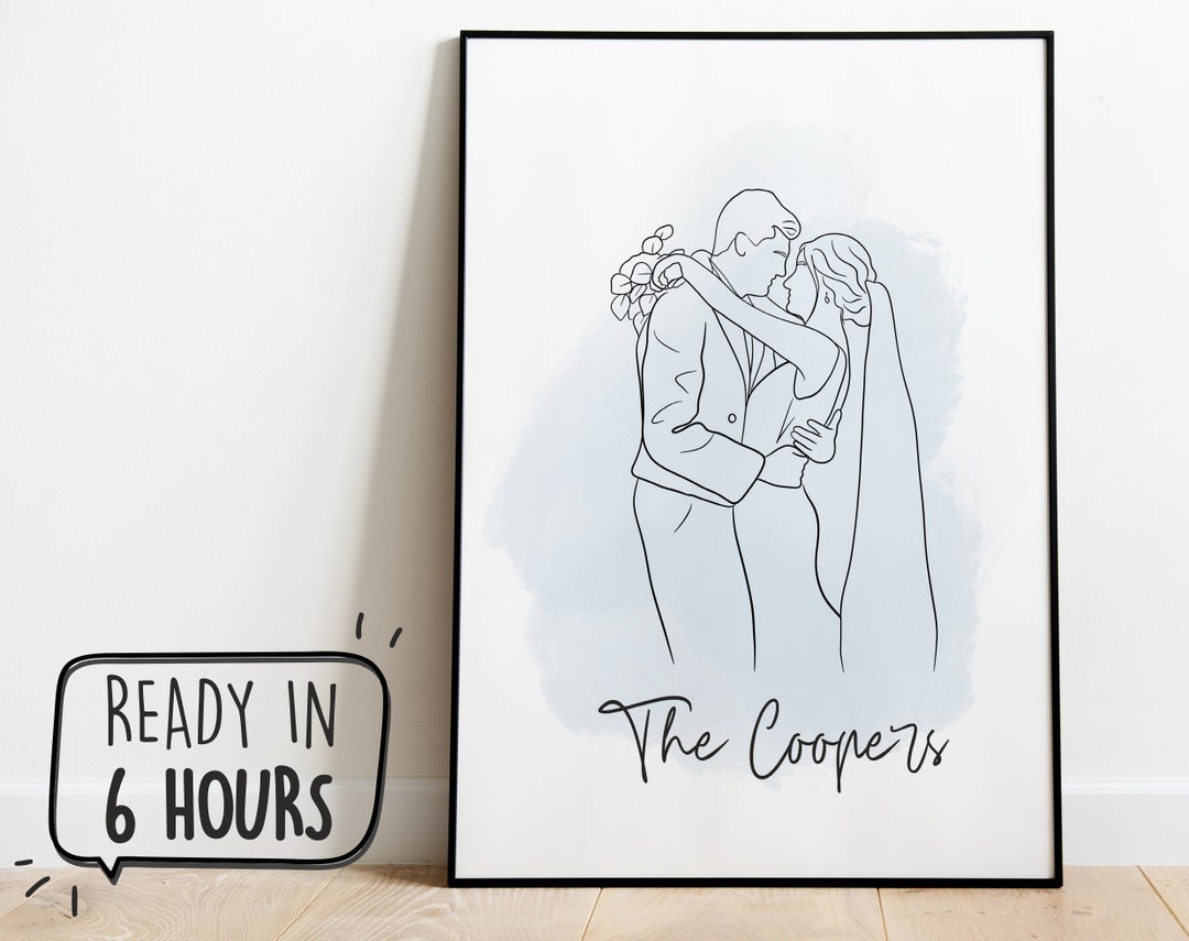 Custom Line Drawing, Personalised Gift, Custom Couple Portrait, Custom ...