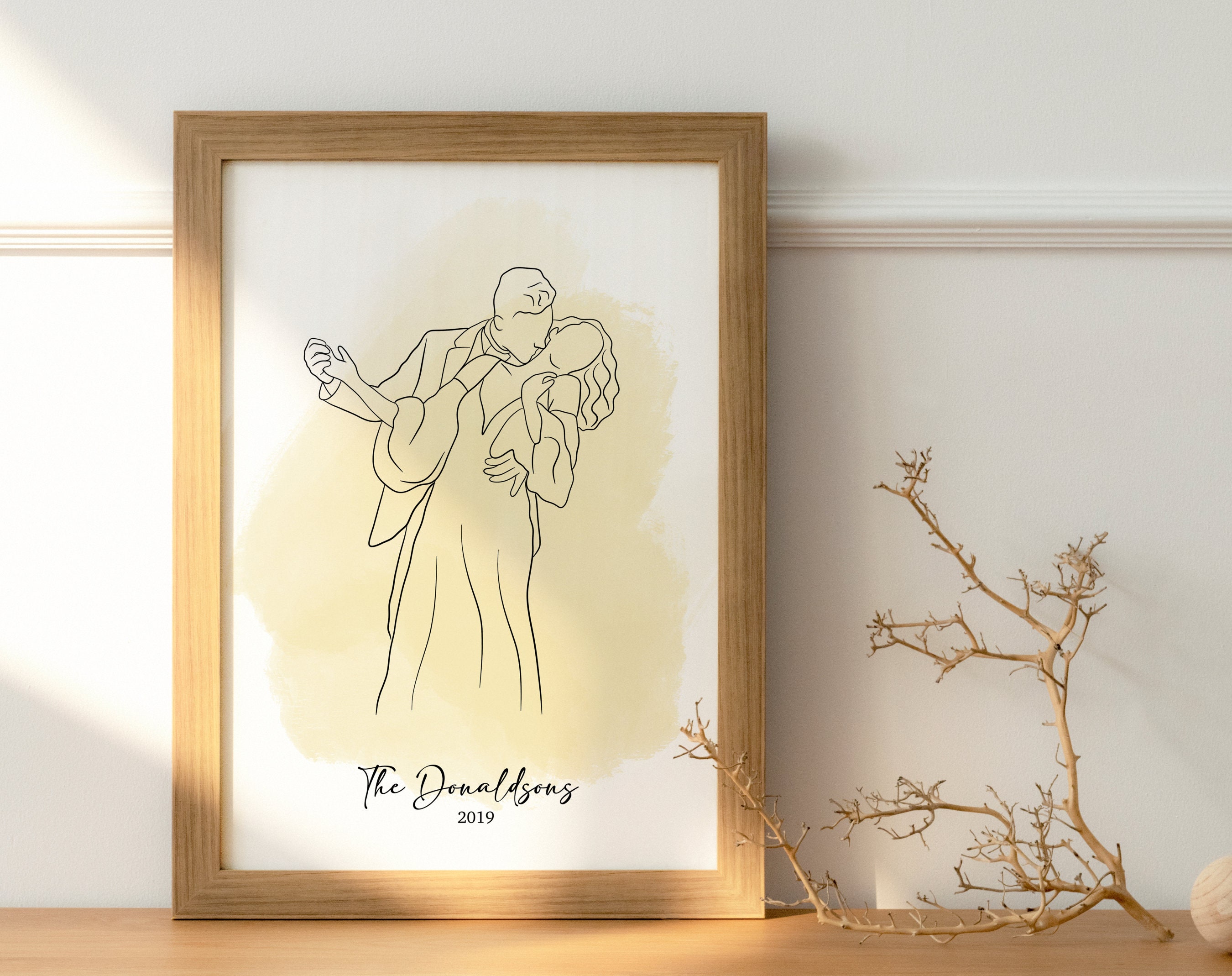 Custom Line Drawing First Anniversary Gift Portrait From - Etsy UK
