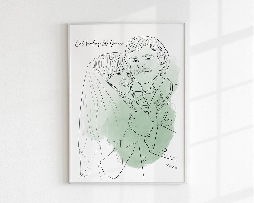 Custom Anniversary Line Art – Minimalist Wedding Portrait From Photo ...