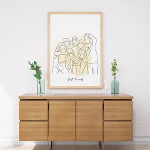 Family Portrait From Photo, Personalized Line Art, Custom Friend Line ...