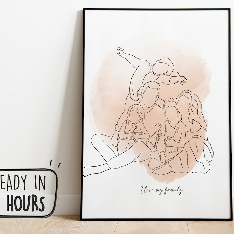 Family Line Drawing Hand - Etsy UK