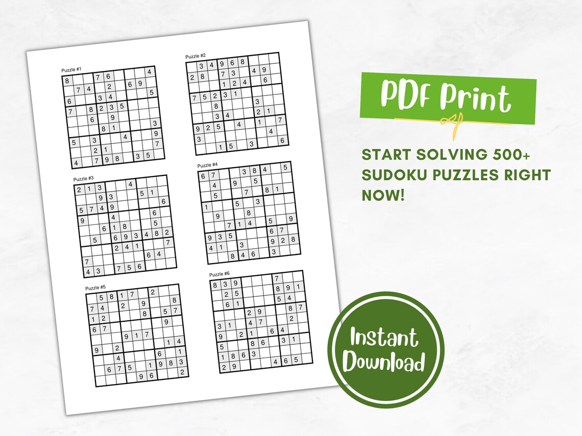 Sudoku Printable Puzzles: 500+ Easy Sudoku Puzzles With Solutions ...