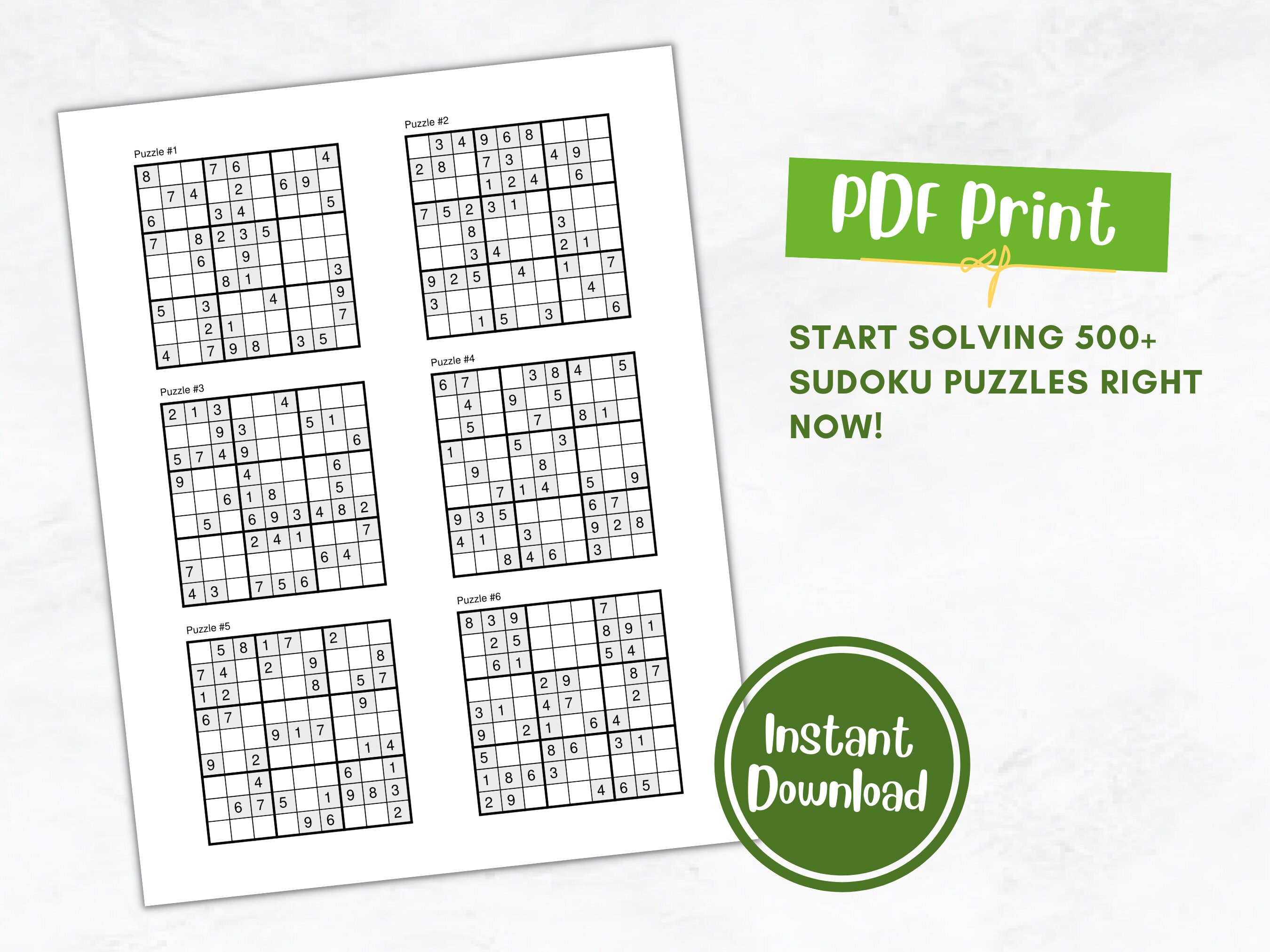 Sudoku Printable Puzzles: 500 Easy Sudoku Puzzles With Solutions ...