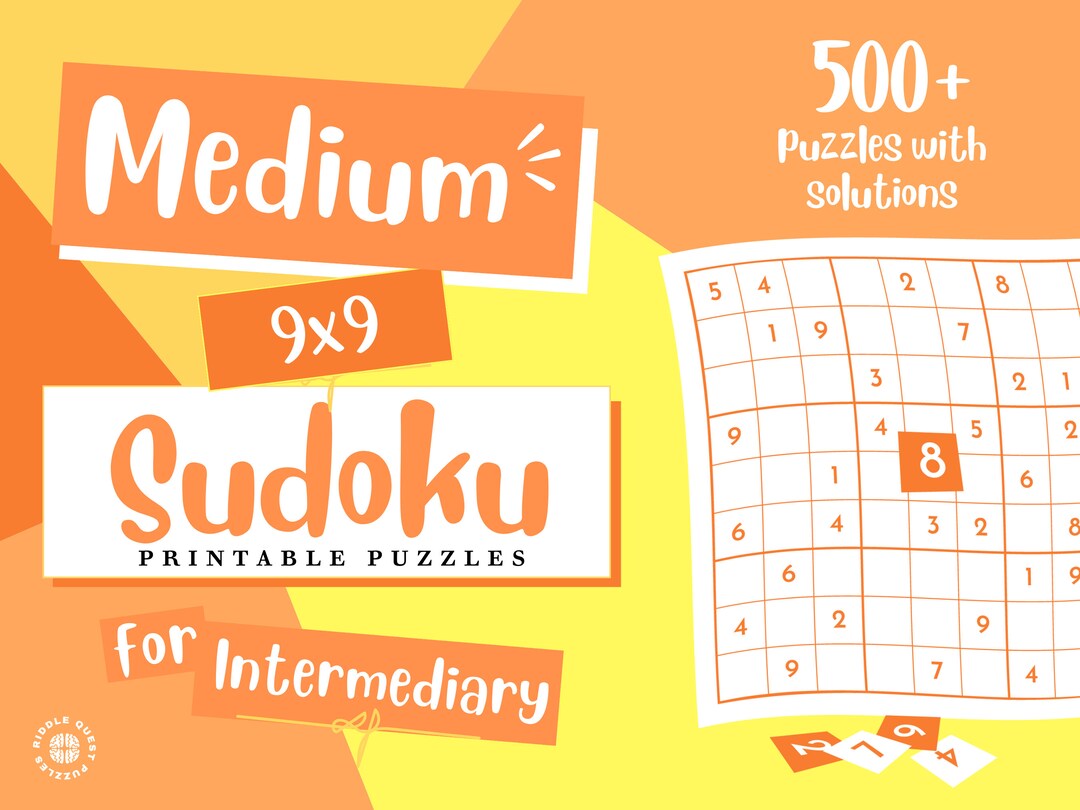 Sudoku Printable Puzzles: 500+ Medium Sudoku Puzzles With Solutions ...