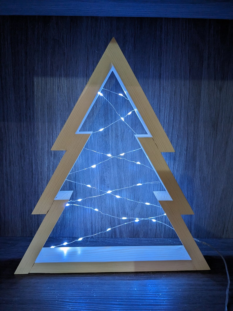 Wooden Christmas Tree Hollow Pine Led Lights Option Handmade - Etsy