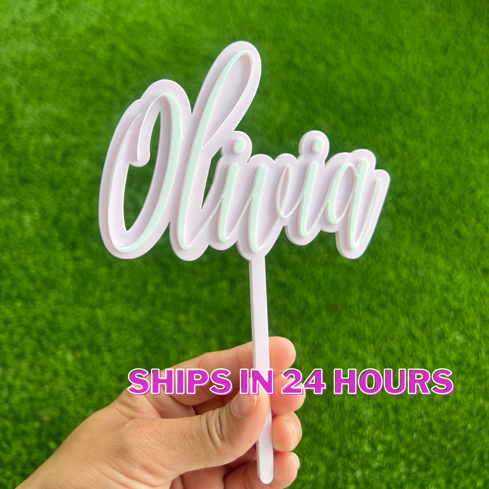Cake Topper Acrylic With Cursive Writing Pastel Colors Number or Name ...