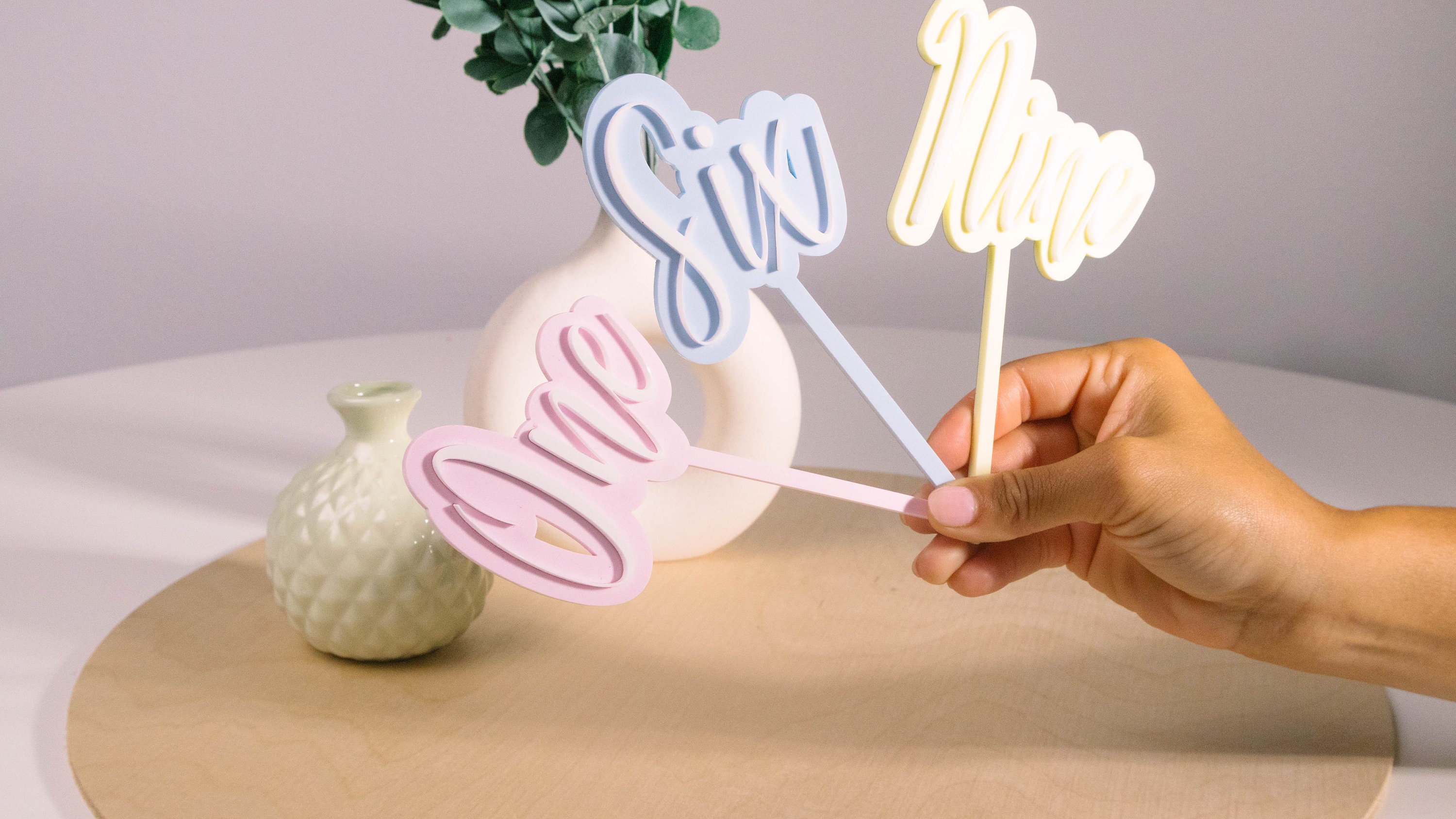 Cake Topper Acrylic With Cursive Writing Pastel Colors Number or Name ...