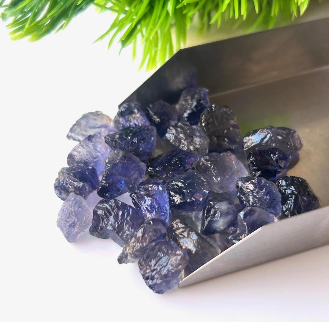 25 Pieces Natural Blue Iolite Raw Crystals - AAA Grade Rough Gemstone ...