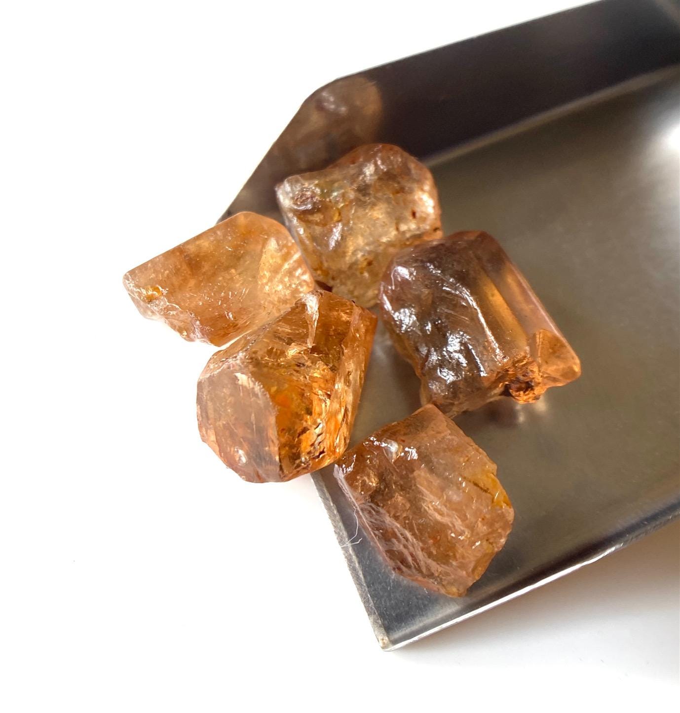 5 Pieces-natural Golden Topaz Rough Gemstone: Raw Healing Crystal-15-17 ...