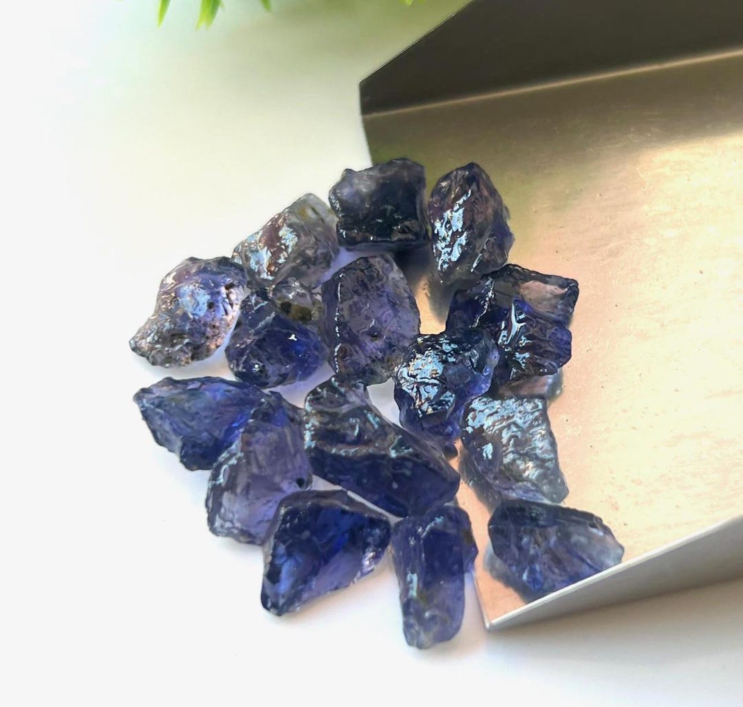 15 Pieces Raw Blue Iolite Crystals: 10-12 MM Rough Gemstone Pieces - Etsy