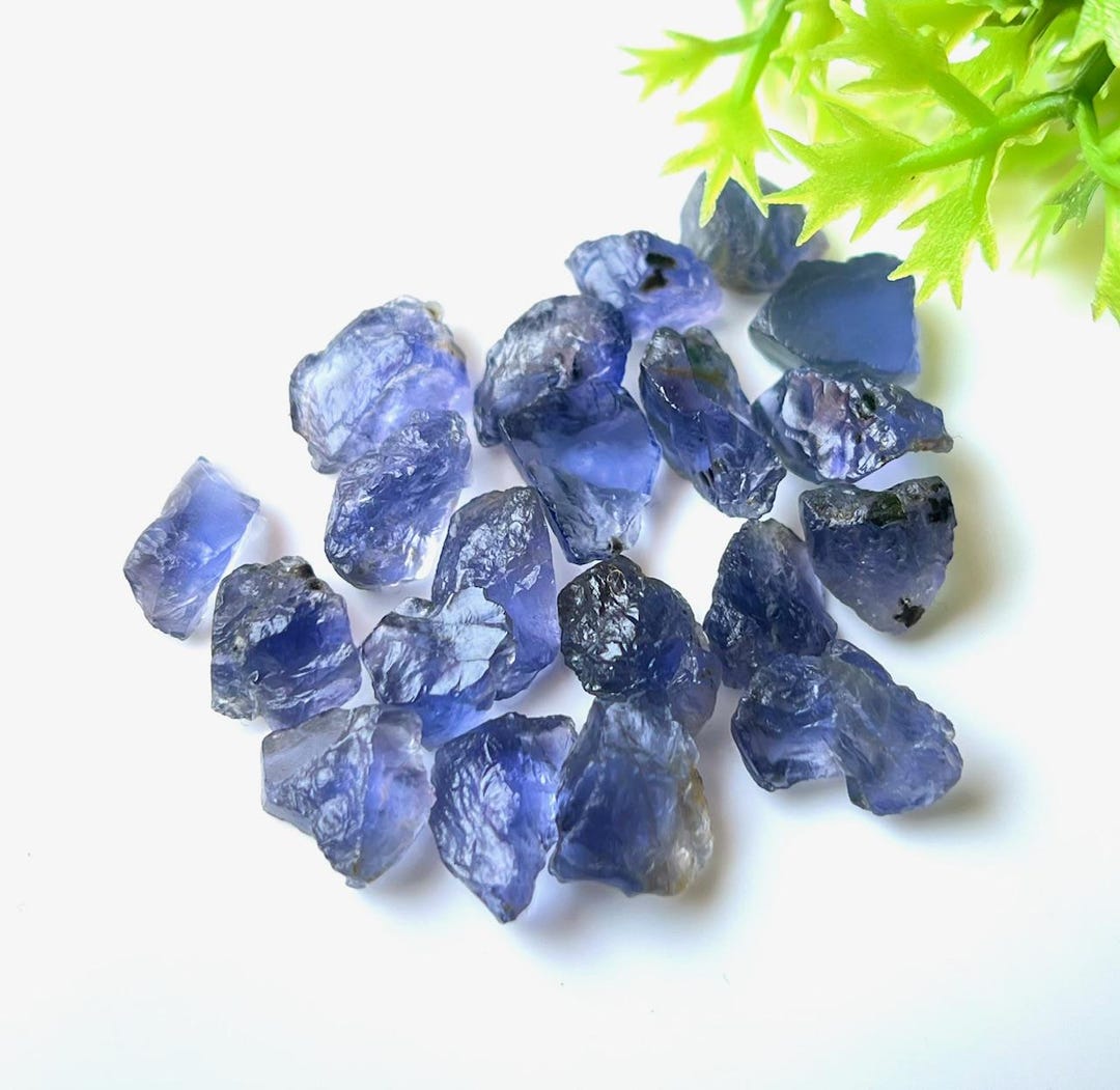 20 Pieces Raw Blue Iolite Crystals: Natural Rough Gemstones, February ...