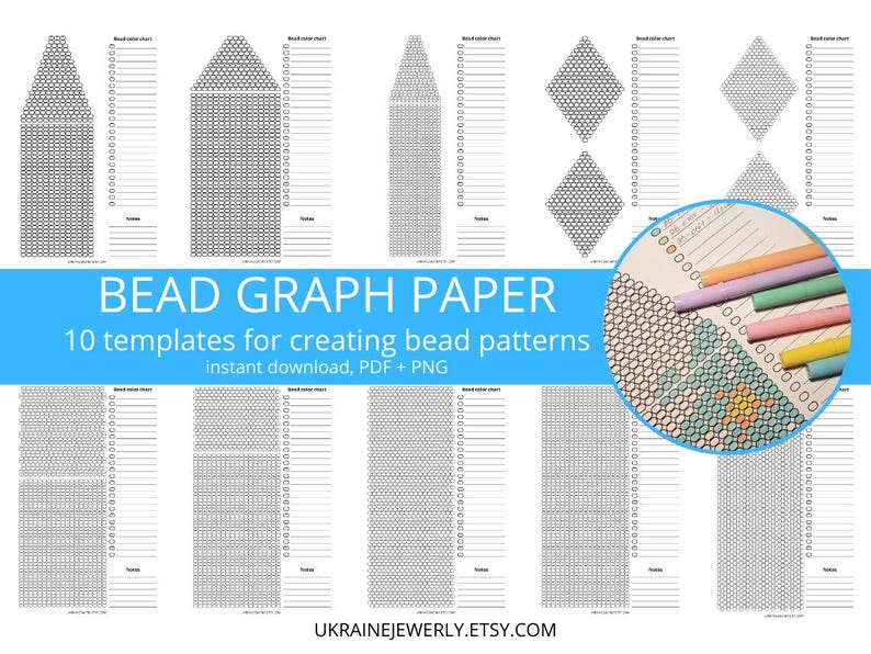 Beading Design Template Graph Paper Brickstitch Fringe Earrings Pattern ...