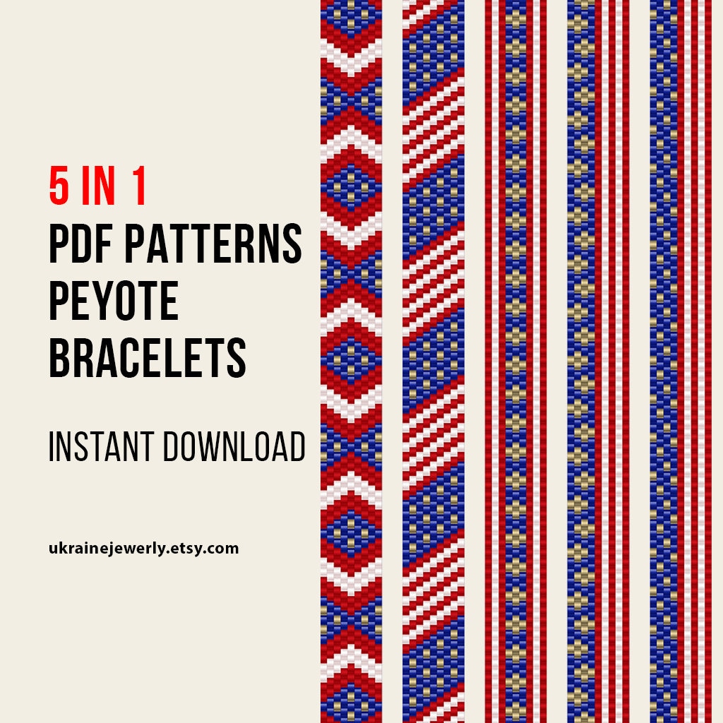 USA Flag Peyote Bead PDF Pattern for Bracelet | American Flag Pattern ...