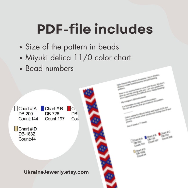 USA Flag Peyote Bead PDF Pattern for Bracelet | American Flag Pattern ...
