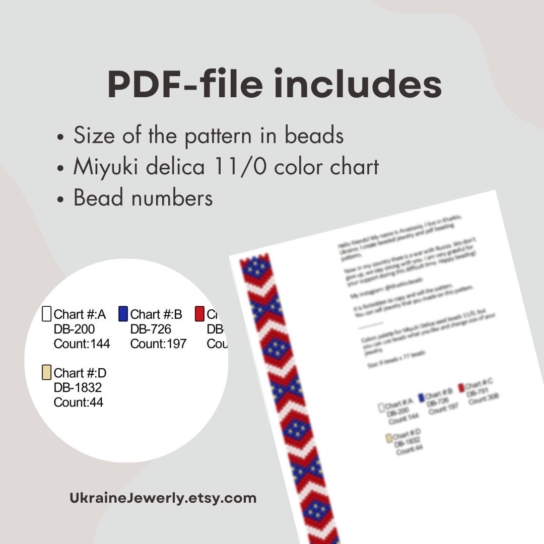 USA Flag Peyote Bead Bracelet Pattern | Skinny Style (PDF) - Etsy