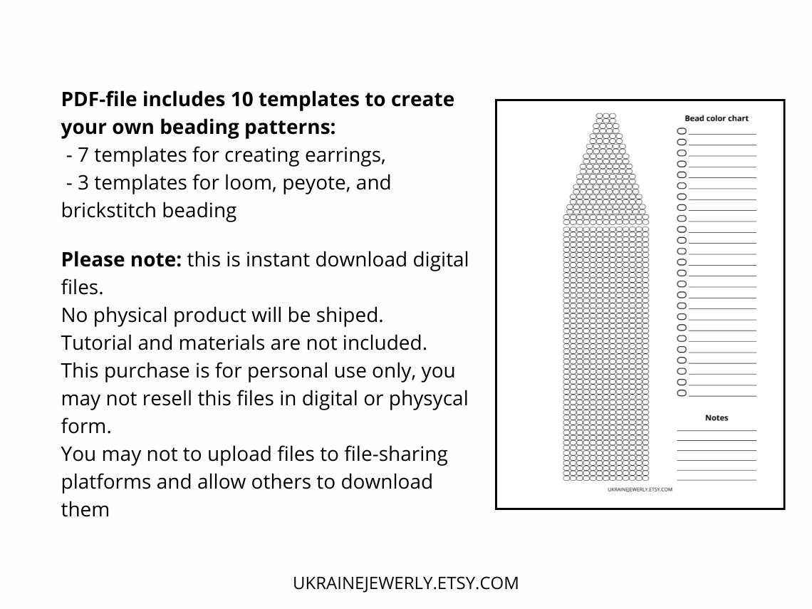 Beading Design Template Graph Paper Brickstitch Fringe Earrings Pattern ...