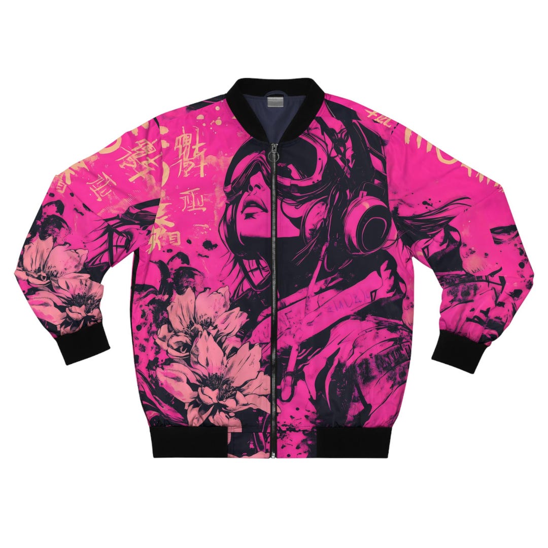 Purple Japanese Streetwear Bomber Men's Jacket ,men's AOP Bomber Jacket ...