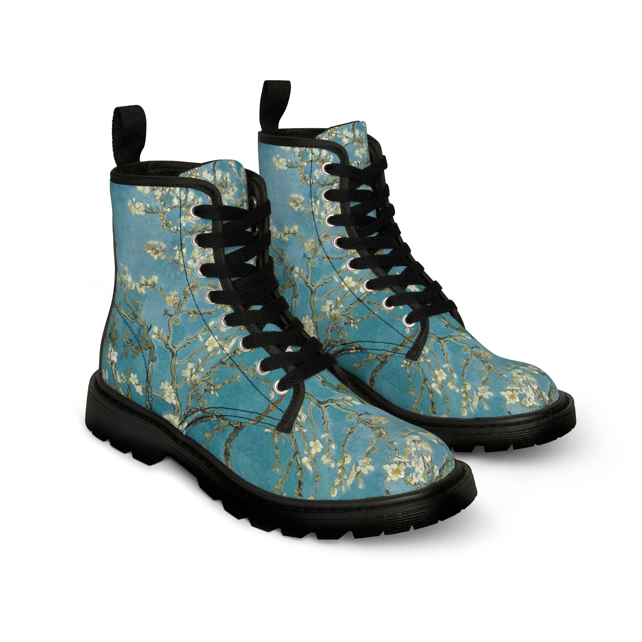 Vincent Van Gogh's Almond Blossom Men's Canvas Boots ,vegan Leather ...