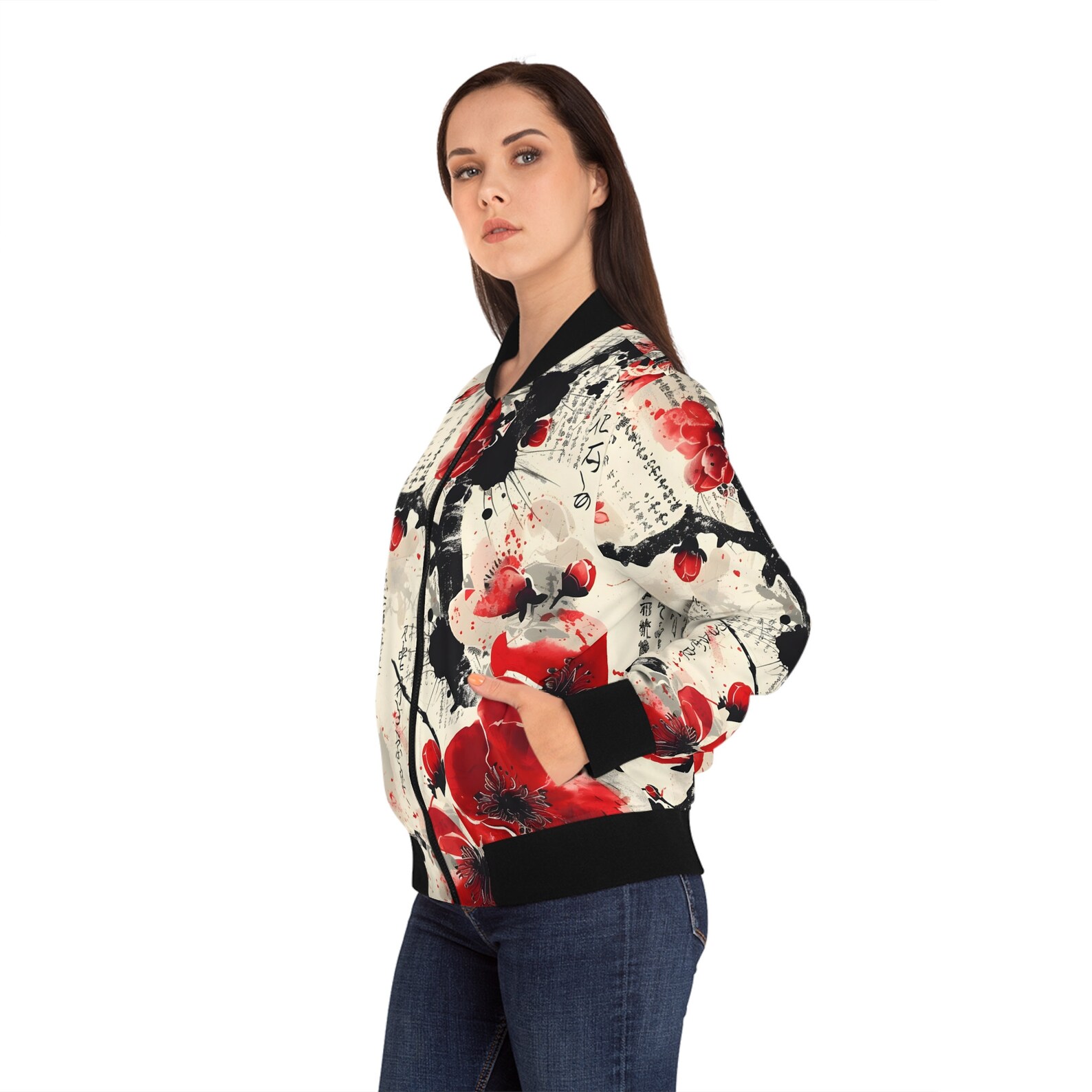 Vintage Japanese Flowers Women's Bomber Jacket (aop),fashionable ...