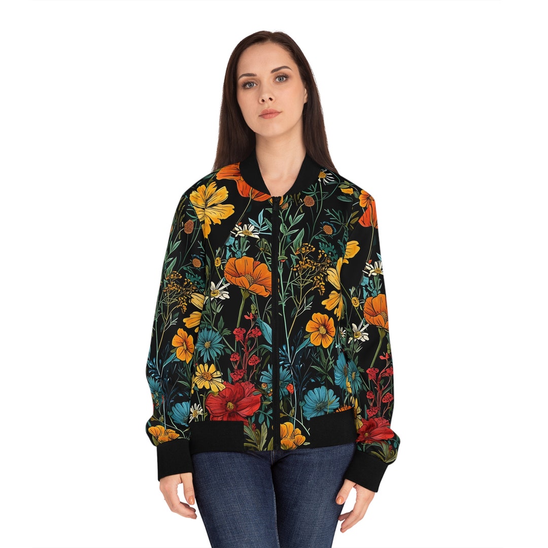 Boho Wildflowers Women's Bomber Jacket (AOP) - Etsy