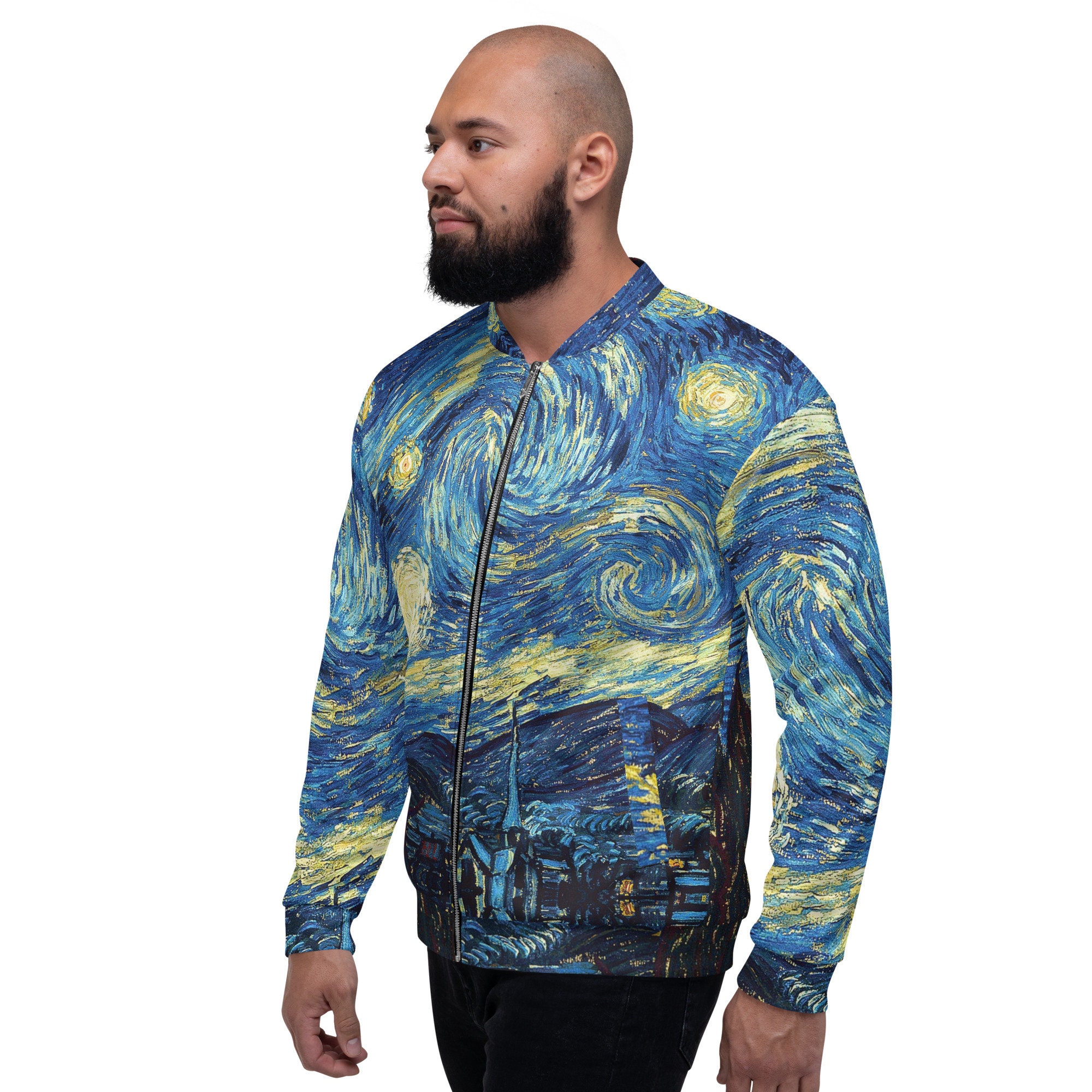 The Starry Night - Vincent Van Gogh All Over Aesthetic Art Bomber ...