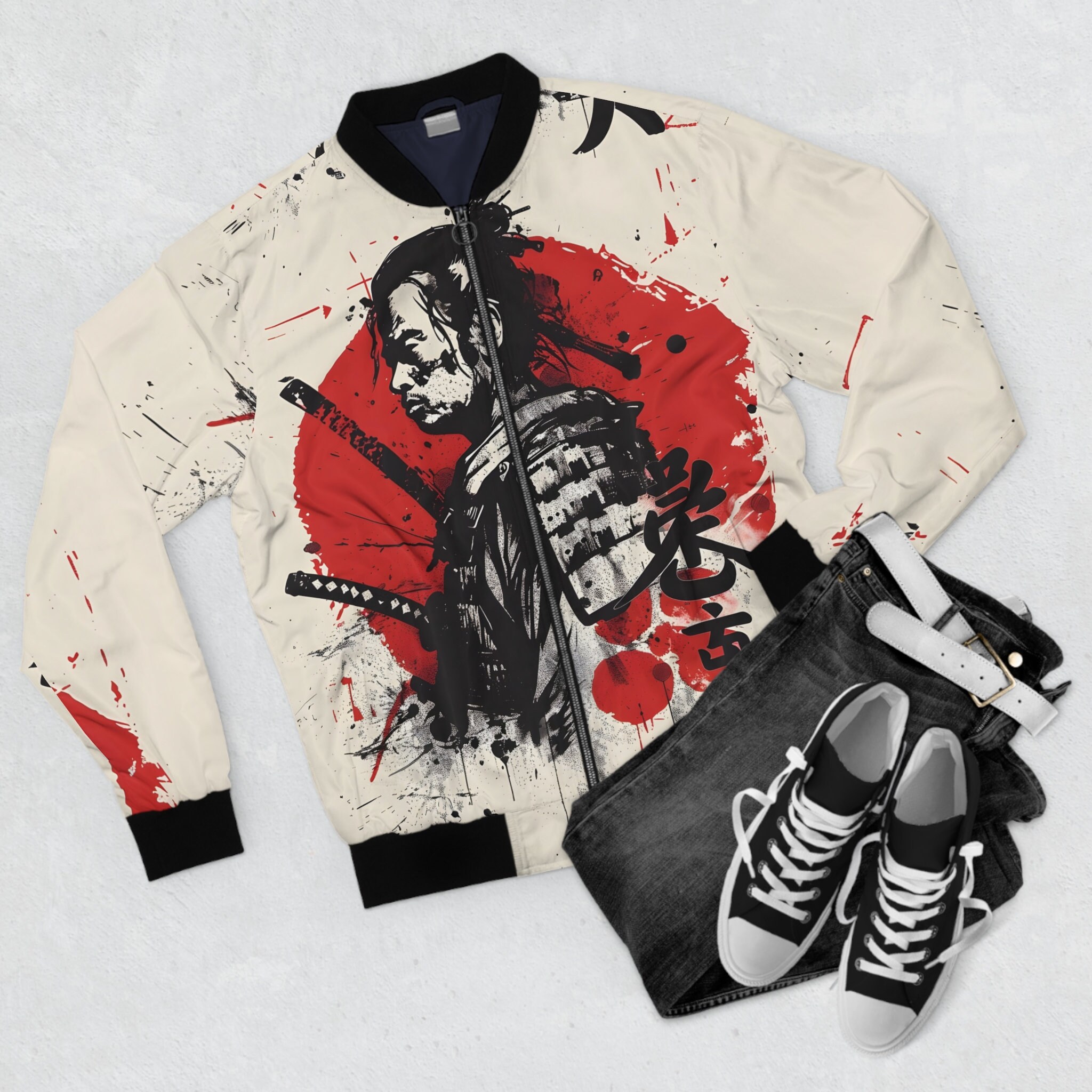 Vintage Japanese Samurai Men's Bomber Jacket aop,japanese Streetwear ...