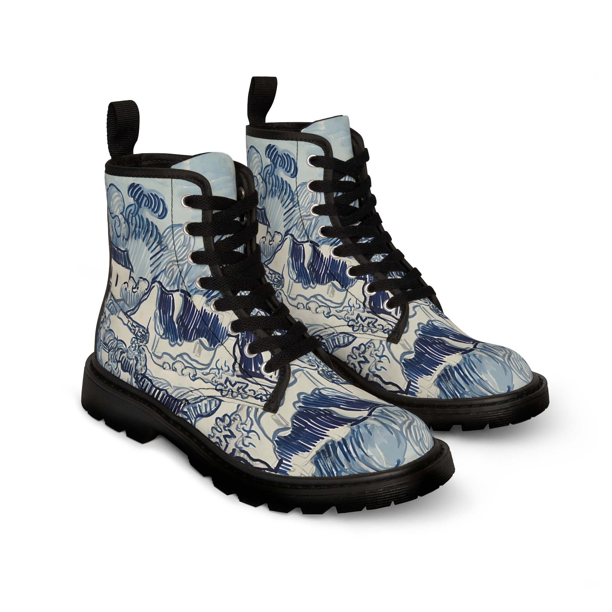 Van Gogh Women's Canvas Boots,aesthetic Boots ,vegan Leather, Boho Chic ...