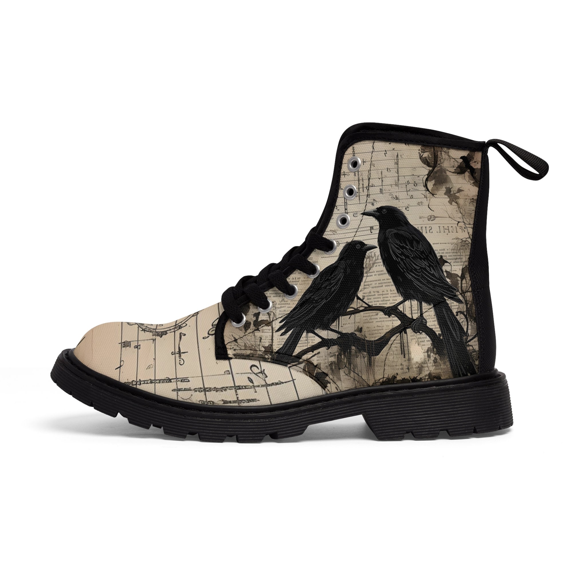 Crow Witchy Men's Canvas Boots, Goth Boots, Raven Witchcraft Boots sold ...