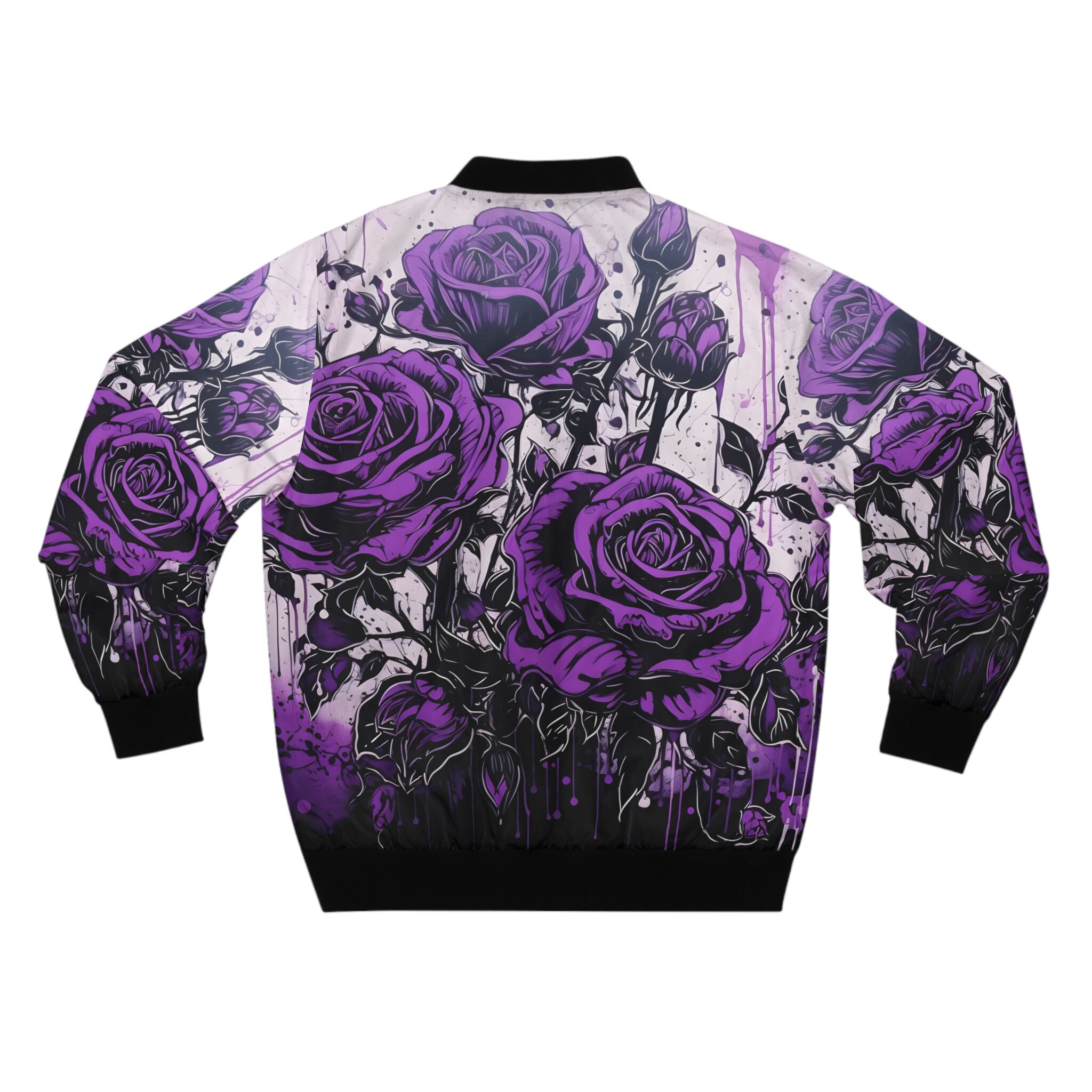 Purple Roses Bomber Jacket ,men's AOP Bomber Jacket,vintage Flowers ...