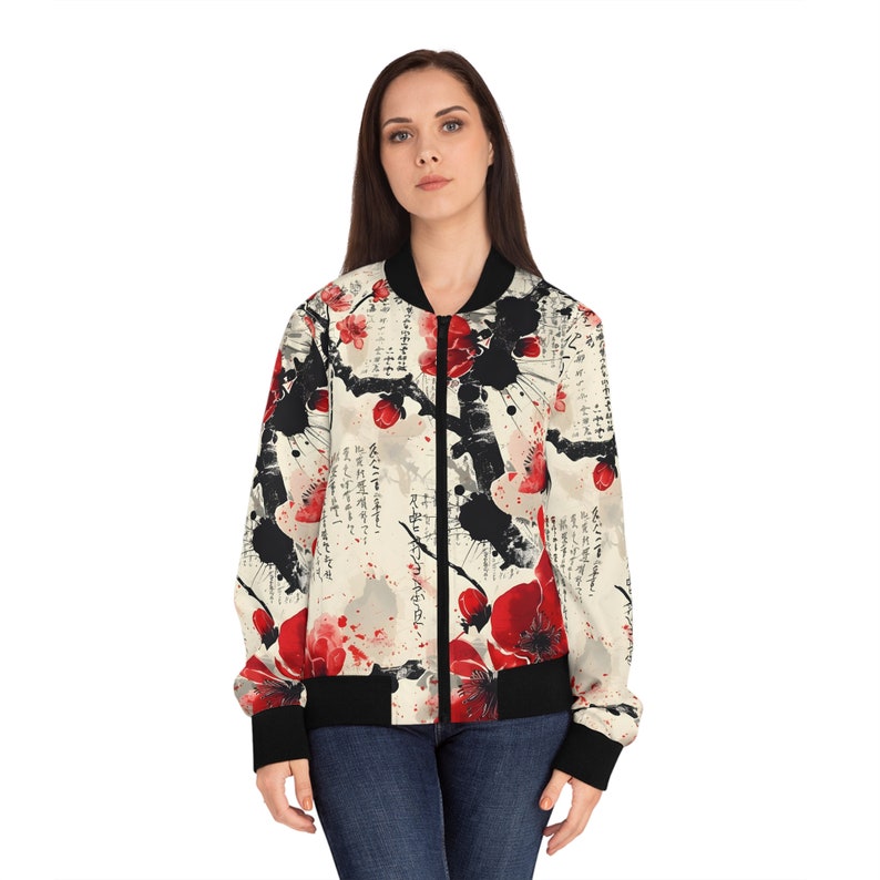 Vintage Japanese Flowers Women's Bomber Jacket (aop),fashionable ...