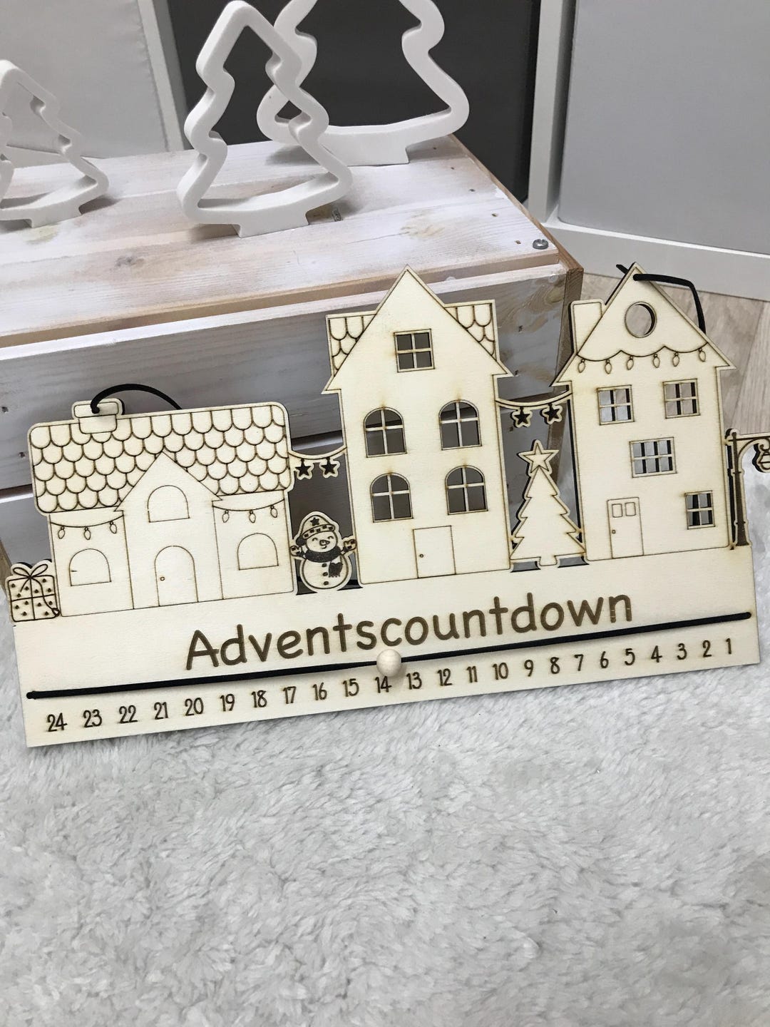 Advent Calendar / Advent Countdown Made of Wood, Customizable Unique ...