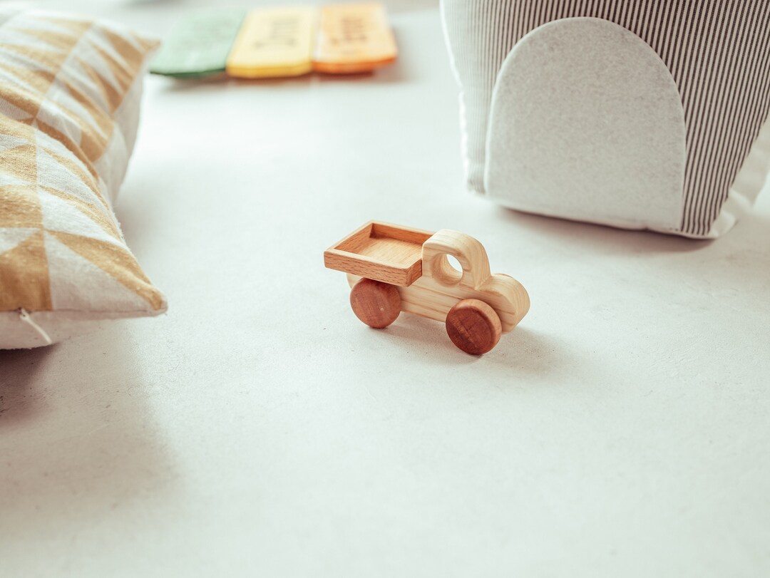 Wooden Toy Pickup Truck Colorless Natural Solid Wood Paintable Baby ...