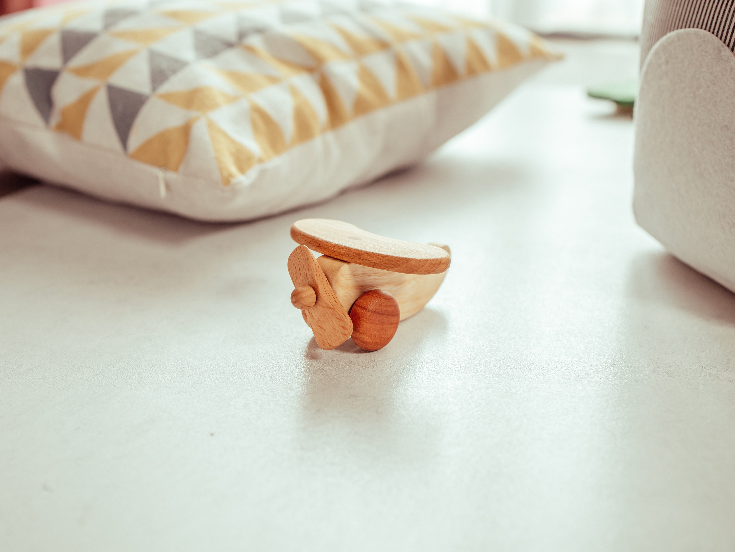 Wooden Toy Plane Colorless Natural Solid Wood Paintable Baby Kids Toy ...