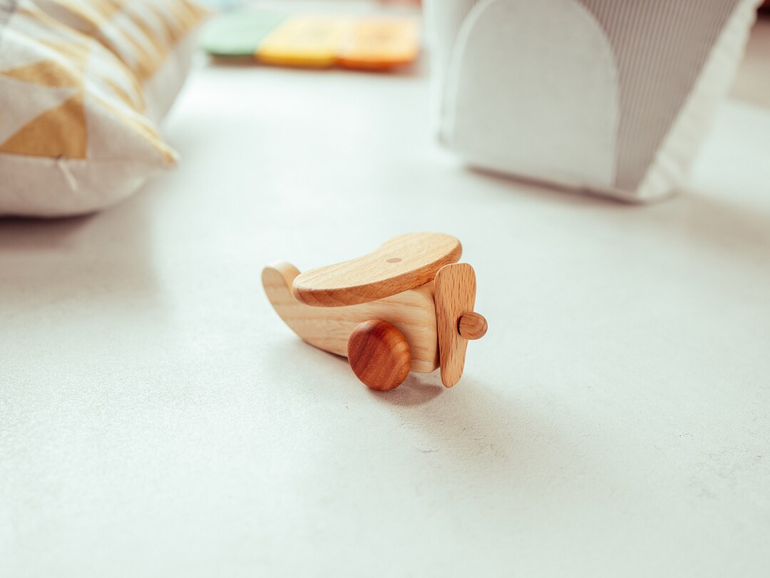 Wooden Toy Plane Colorless Natural Solid Wood Paintable Baby Kids Toy ...
