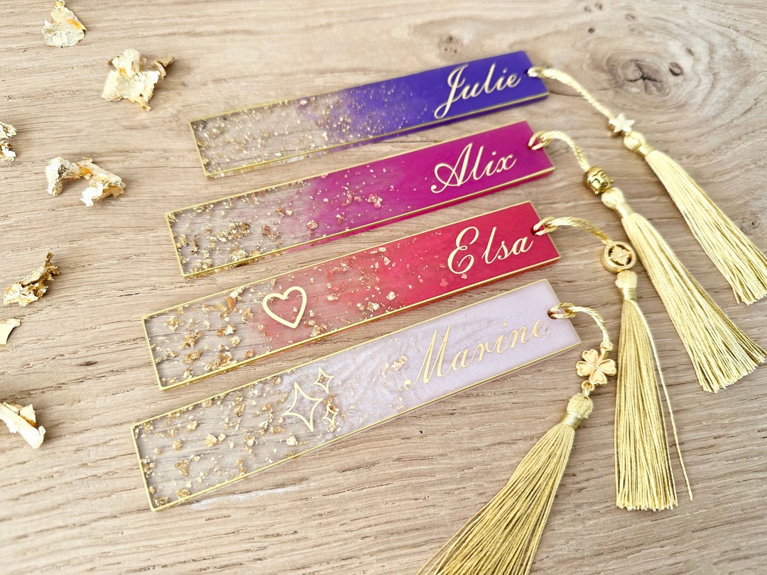 Marque-page prénom or et rose - En résine - Fait main en France - Idée ...
