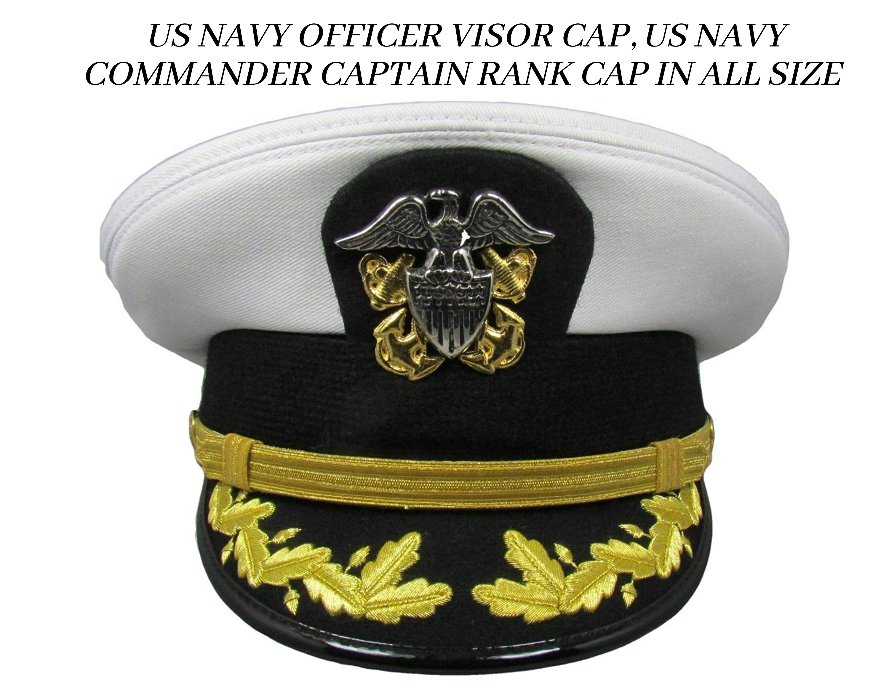 Us Navy Officer Visor Cap Us Navy Commander Captain Rank Cap - Etsy