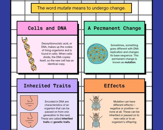 Educational Mutation Poster | Science Classroom Decor | DNA Mutations ...