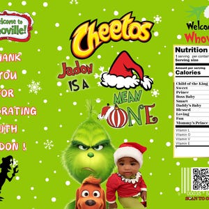 Digital Chip Bag Design canva Editable Grinch - Etsy